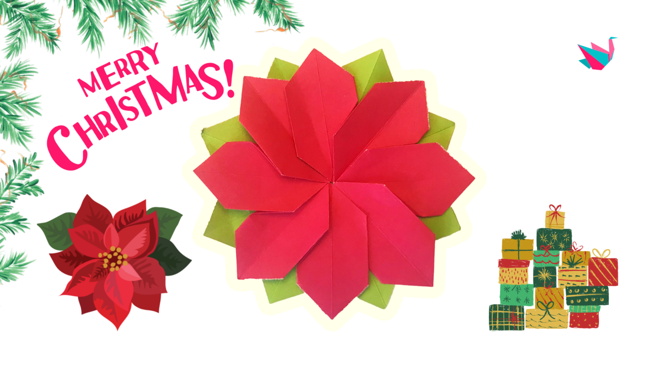 Origami poinsettia : fleur de Noël en papier (Tuto Facile)